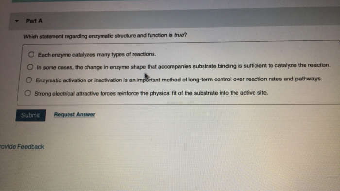 Solved Part A Which statement regarding enzymatic structure | Chegg.com