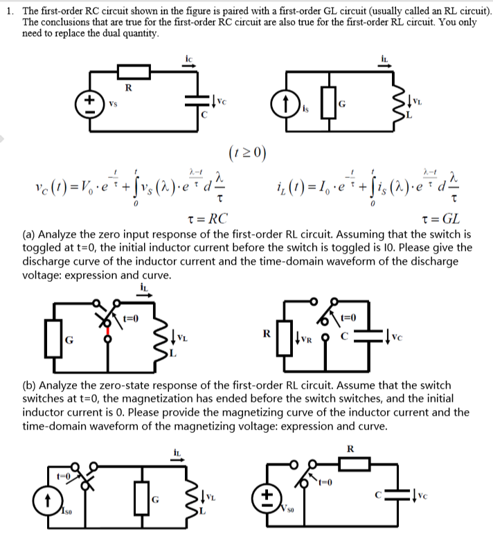 Solved 1 The First Order Rc Circuit Shown In The Figure Is