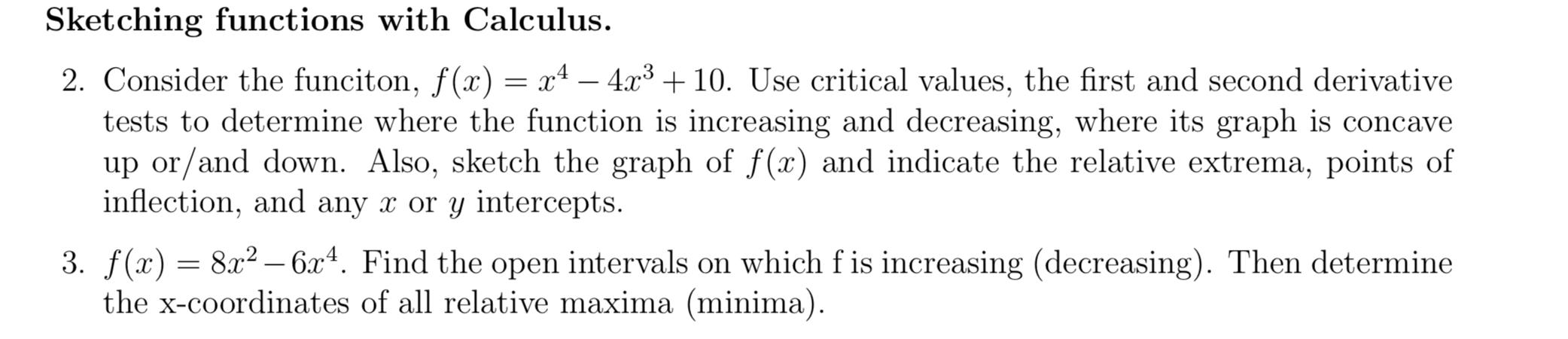 Solved Sketching functions with Calculus. 2. Consider the | Chegg.com