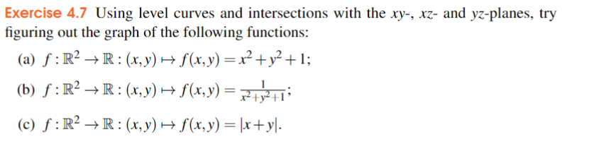 Solved Exercise 4.7 ﻿Using level curves and intersections | Chegg.com