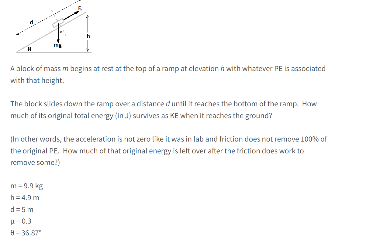Solved A block of mass m begins at rest at the top of a ramp | Chegg.com