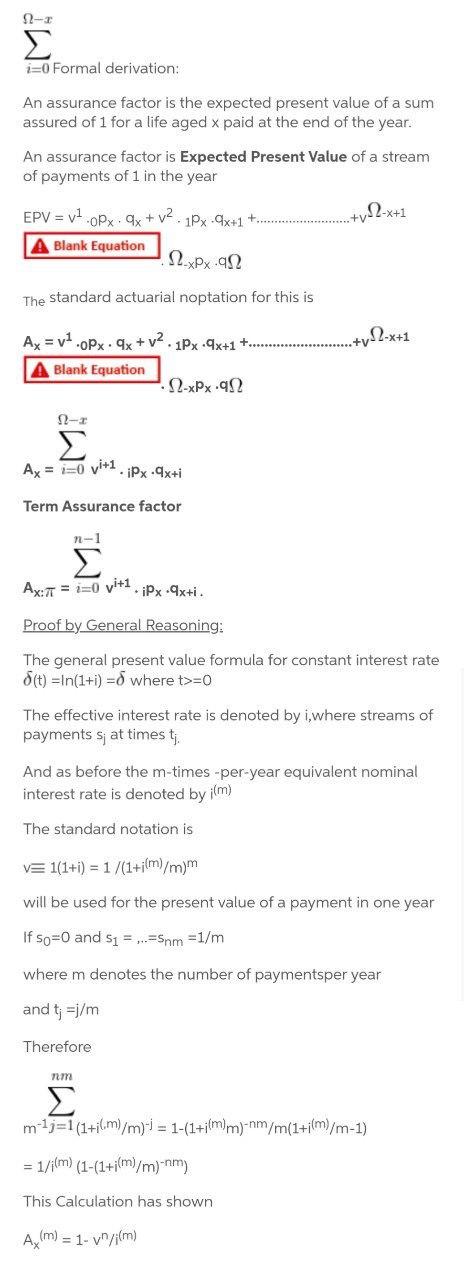 Solved 12-2 Σ i=0 Formal derivation: An assurance factor is | Chegg.com