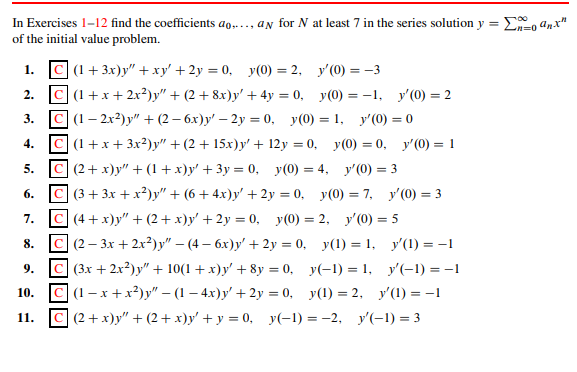 Solved In Exercises 1-12 find the coefficients do....., an | Chegg.com