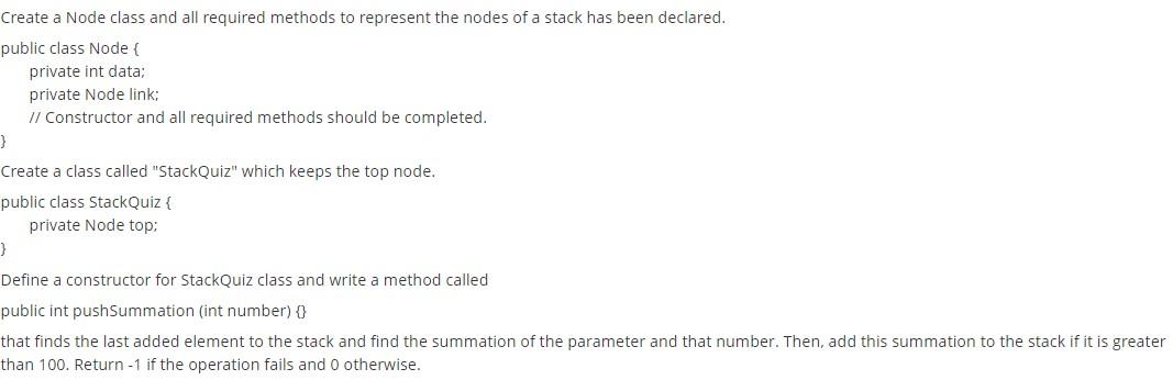 Solved Create a Node class and all required methods to | Chegg.com
