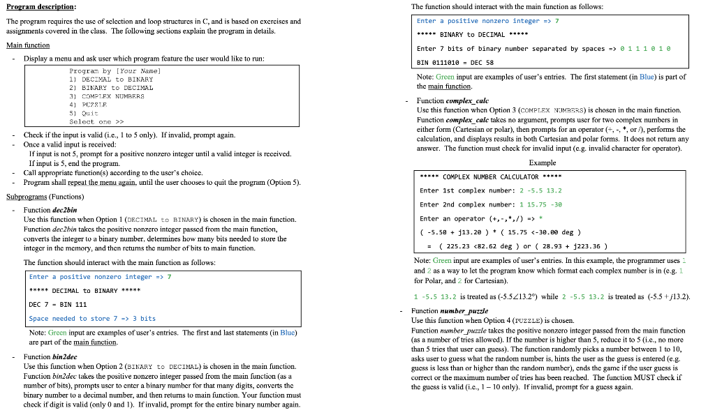 Solved Program description: The program requires the use of | Chegg.com