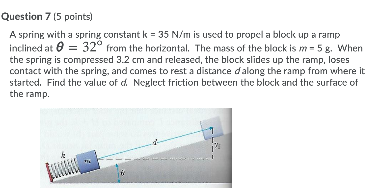 Solved Question 7 (5 points) A spring with a spring constant | Chegg.com