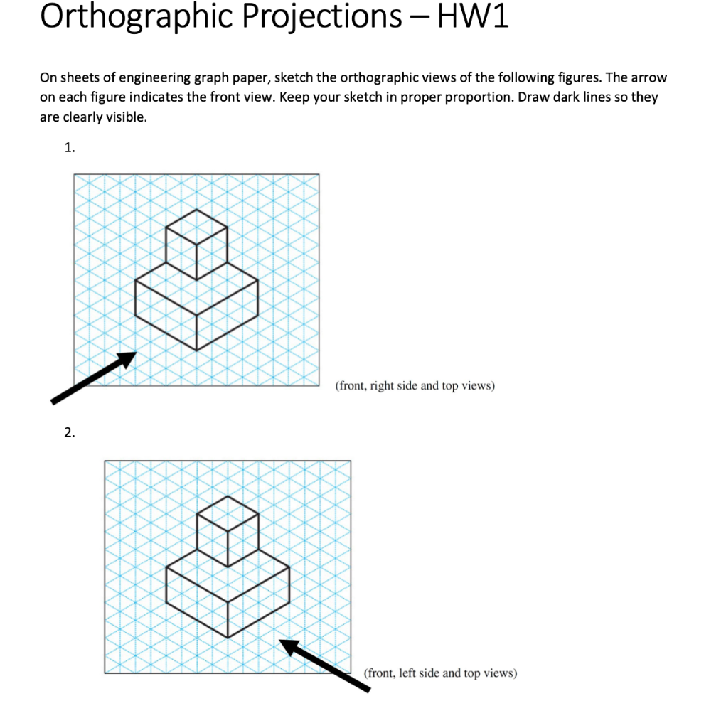 Solved Orthographic Projections - HW1 On sheets of | Chegg.com