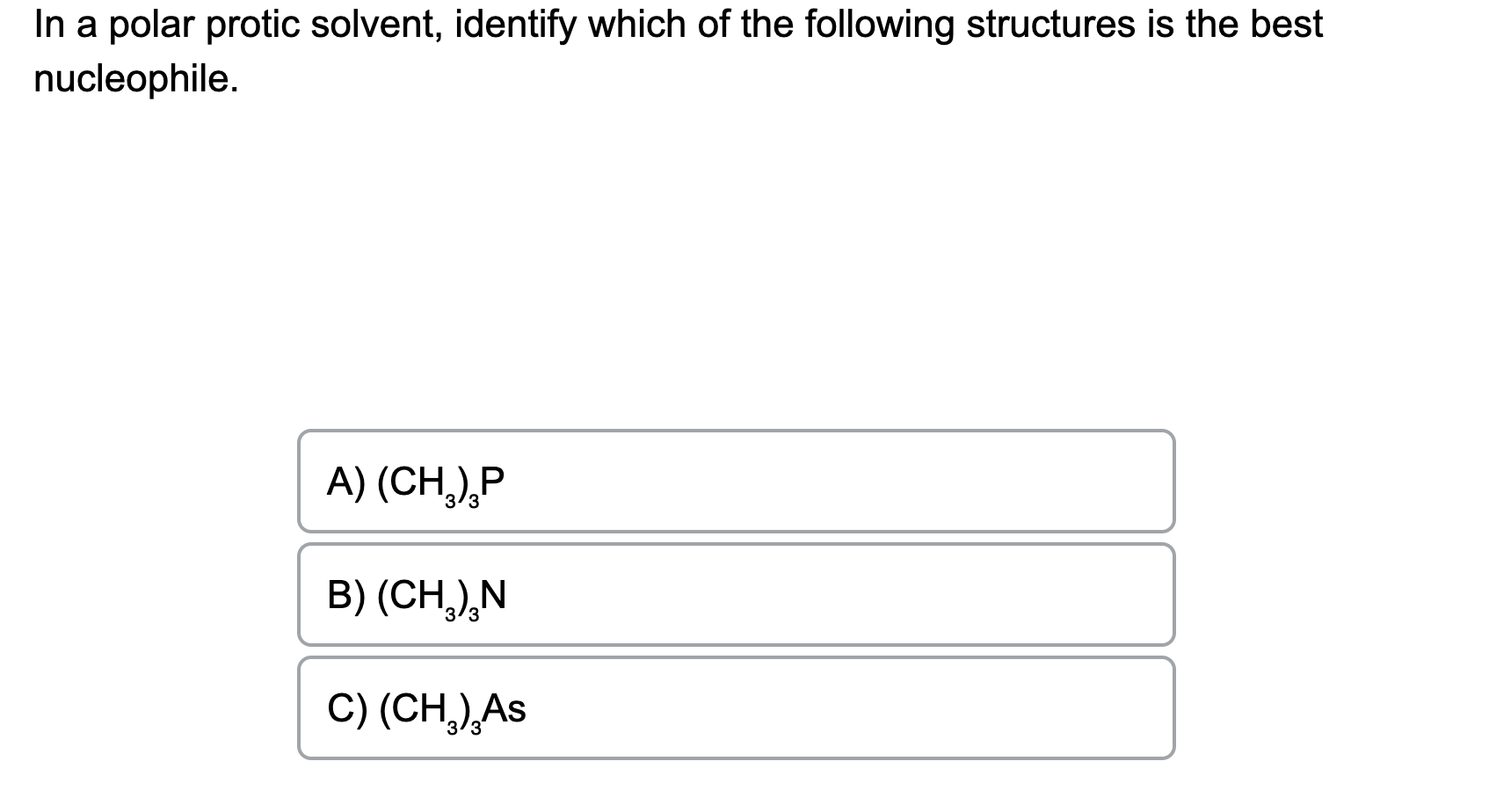 Solved In a polar protic solvent, identify which of the | Chegg.com