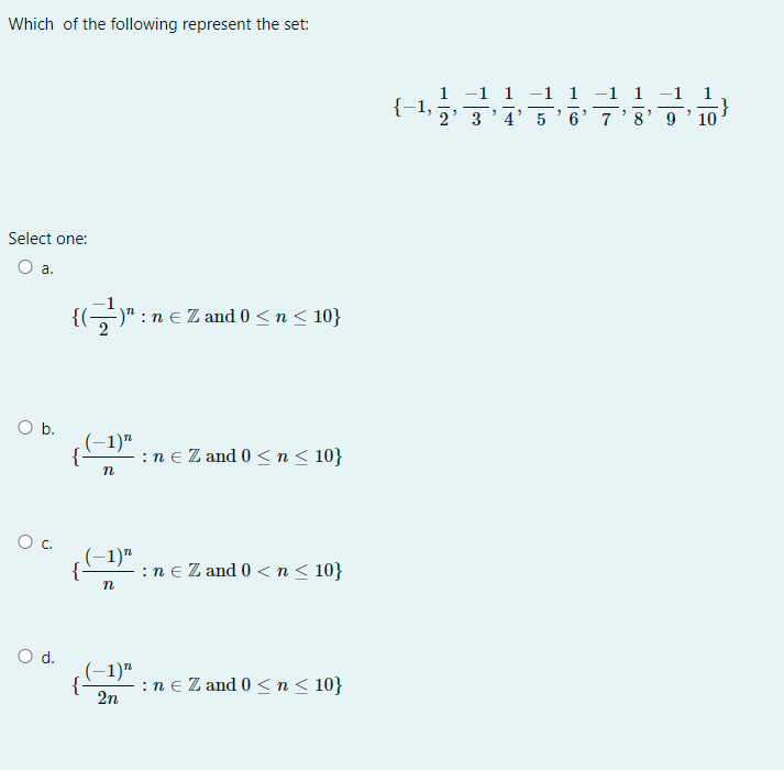 Solved Which of the following represent the set: | Chegg.com