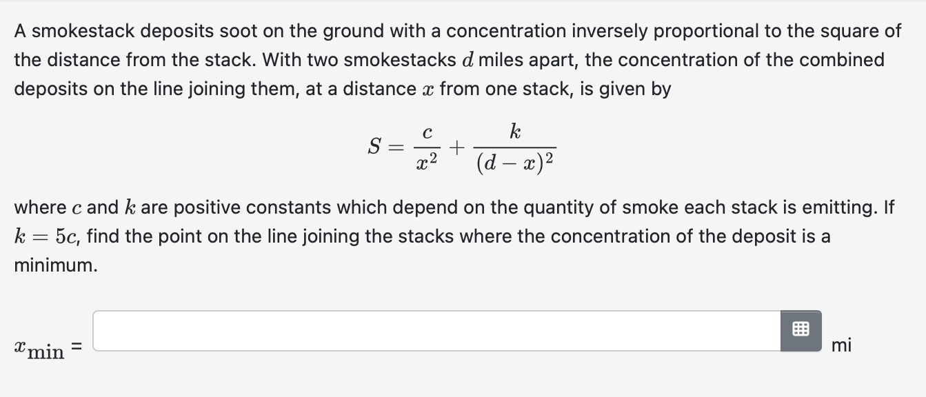 Solved A smokestack deposits soot on the ground with a | Chegg.com