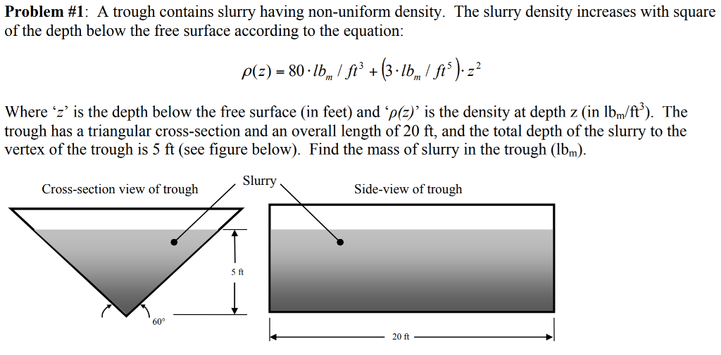 Solved The sturry density increases with Problem #1: A | Chegg.com