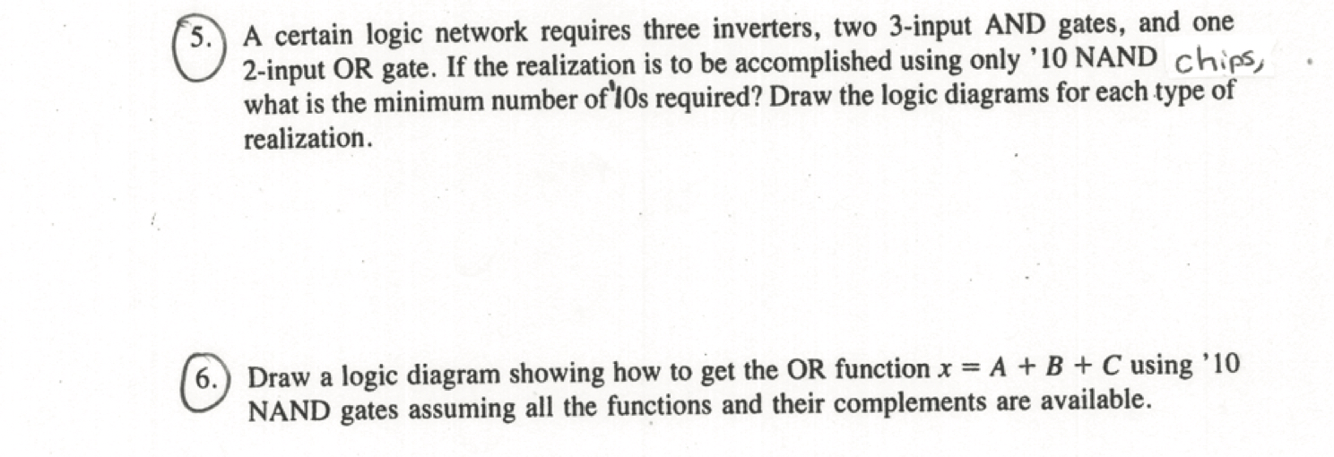 Solved 5. A certain logic network requires three inverters, | Chegg.com
