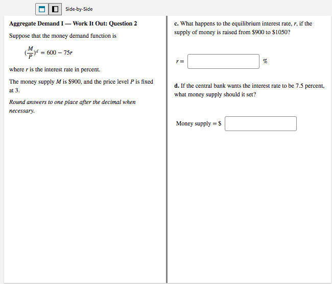 Solved DO Side-by-Side Aggregate Demand I – Work It Out: | Chegg.com