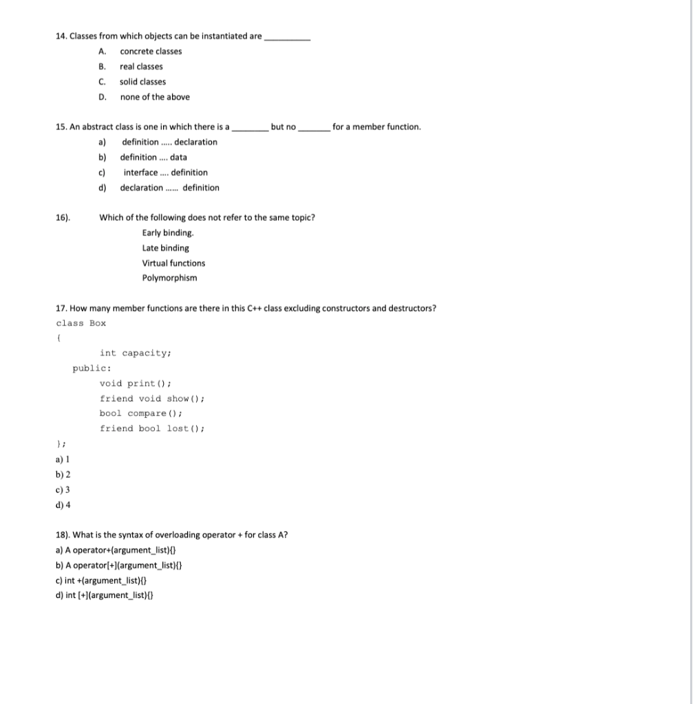 Solved 14 Classes From Which Objects Can Be Instantiated 