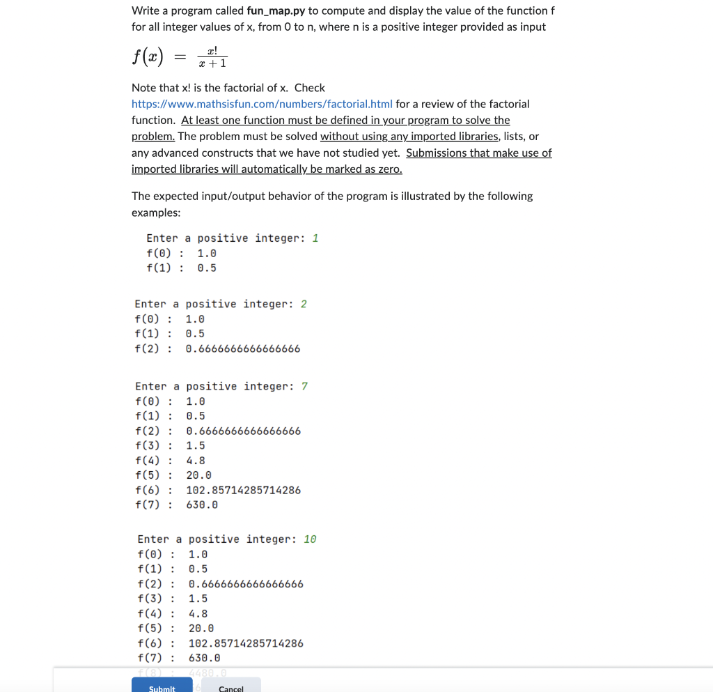 Solved Write a program called fun_map.py to compute and | Chegg.com
