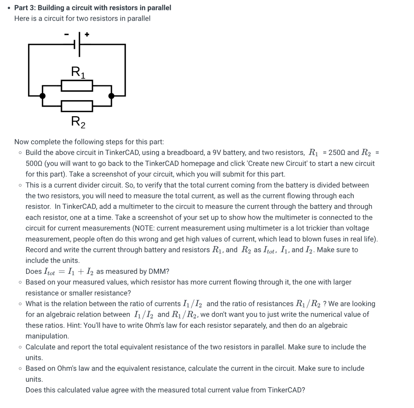 Solved - Part 3: Building a circuit with resistors in | Chegg.com