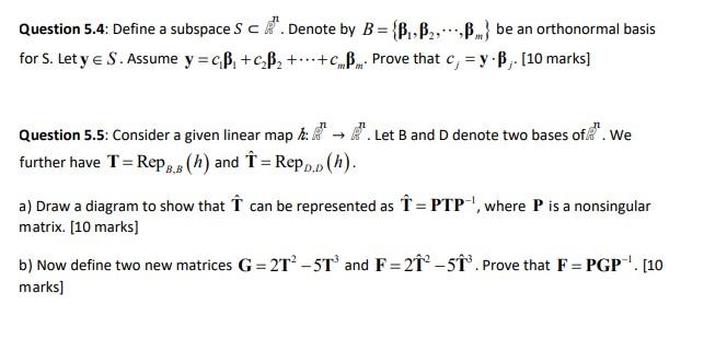 Solved Question 5.4: Define a subspace Sch". Denote by B = | Chegg.com