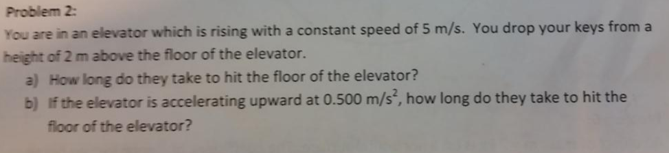 Solved Problem 2: You are in an elevator which is rising | Chegg.com