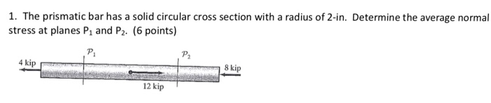 Solved 1. The prismatic bar has a solid circular cross | Chegg.com