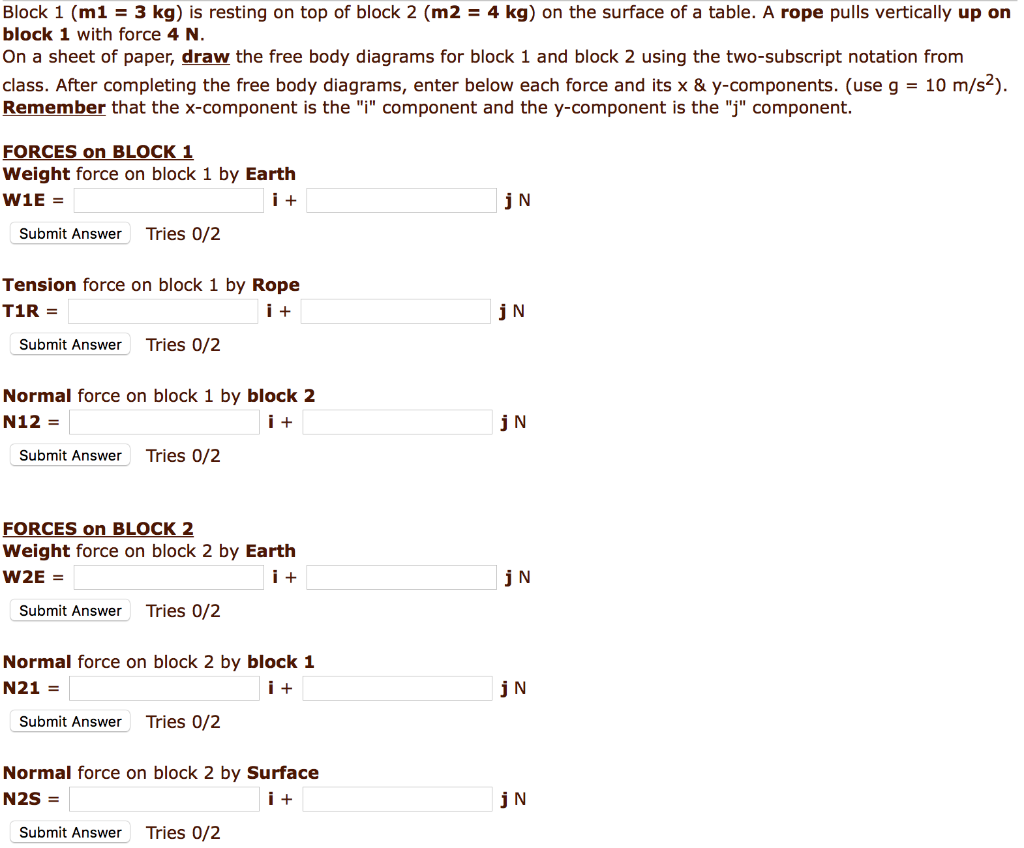 Solved Block 1 (m1 = 3 kg) is resting on top of block 2 (m2 | Chegg.com