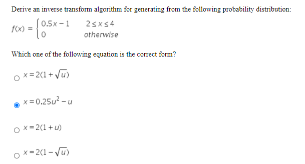 Solved Derive An Inverse Transform Algorithm For Generating 