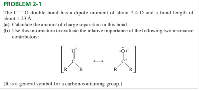 Solved PROBLEM 2-1 The C-o double bond has a dipole moment | Chegg.com