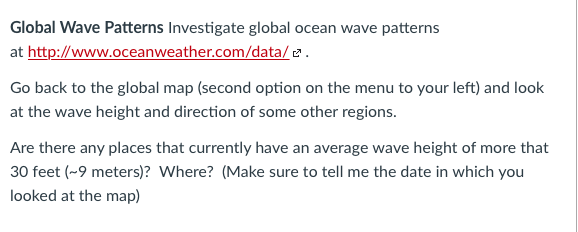 Solved Global Wave Patterns Investigate global ocean wave | Chegg.com