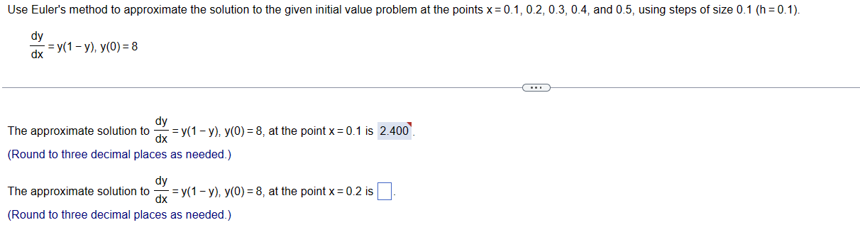 Solved Use Euler's method to approximate the solution to the | Chegg.com