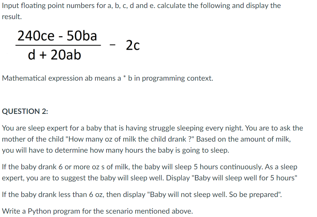 Solved Input floating point numbers for a, b, c, d and e. | Chegg.com