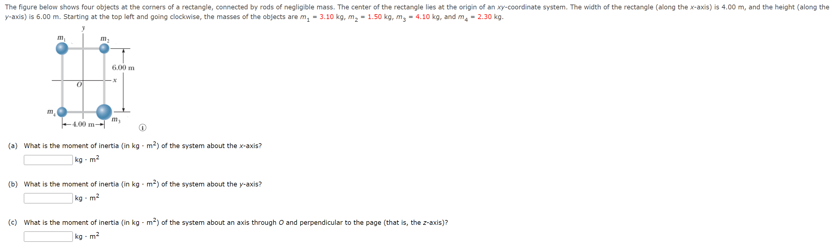 Solved The figure below shows four objects at the corners of | Chegg.com