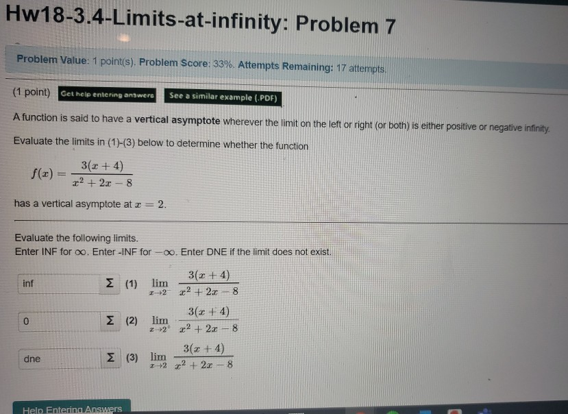 Solved Hw18-3.4-Limits-at-infinity: Problem 7 Problem Value: | Chegg.com