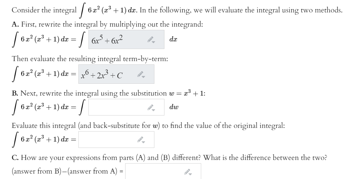 Solved A. First, rewrite the integral by multiplying out the | Chegg.com