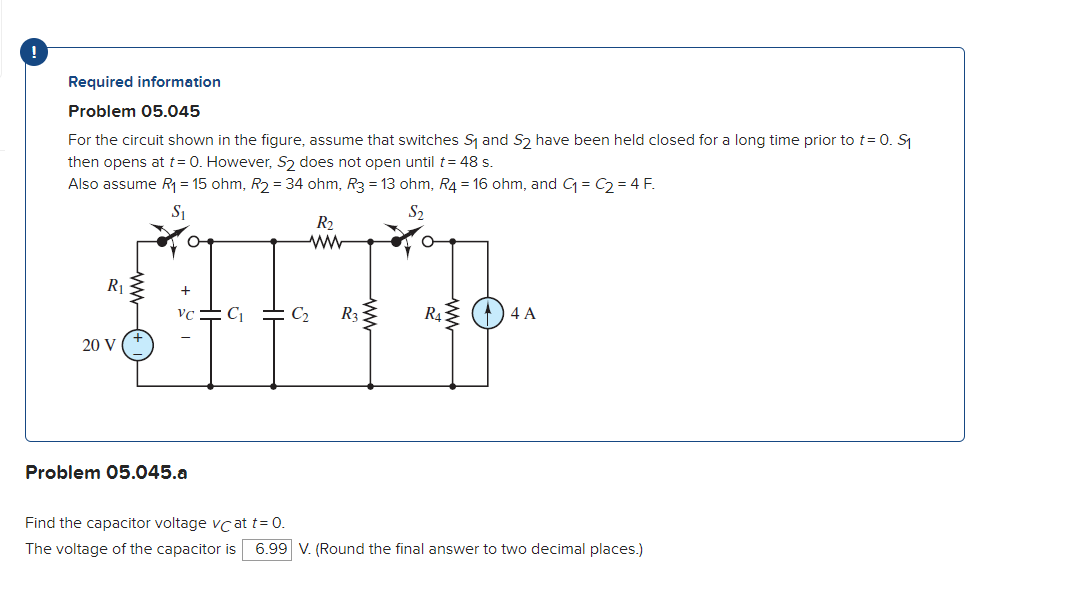Solved Required information Problem 05.045 For the circuit | Chegg.com