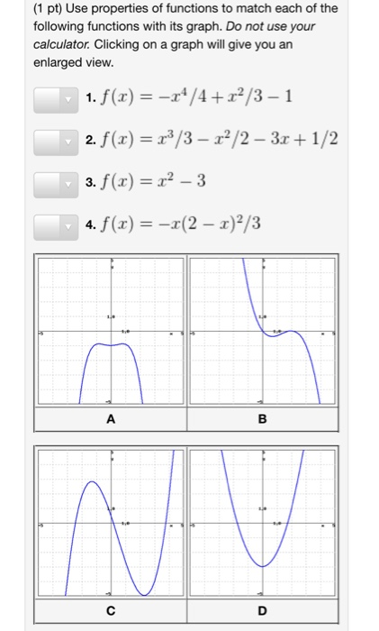 Solved (1 pt) Match the functions shown in the graph above | Chegg.com