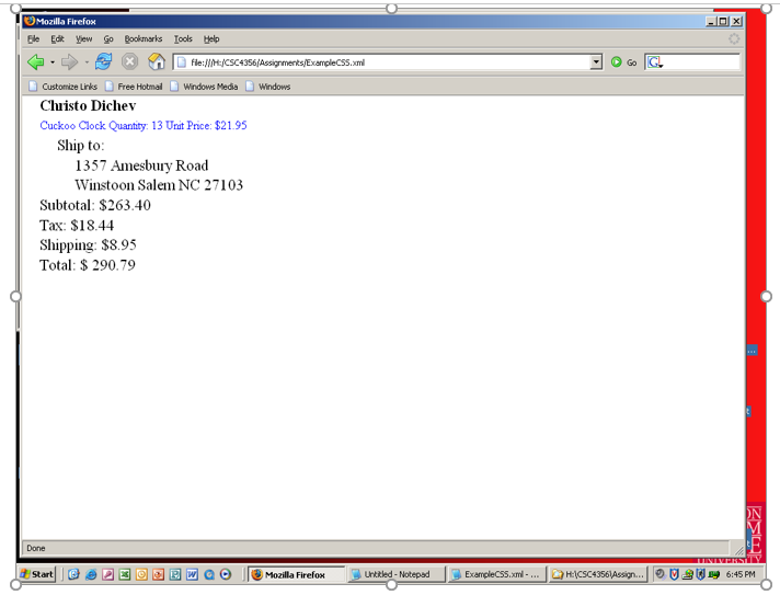 Solved 1. Write a CSS file that displays the following XML | Chegg.com
