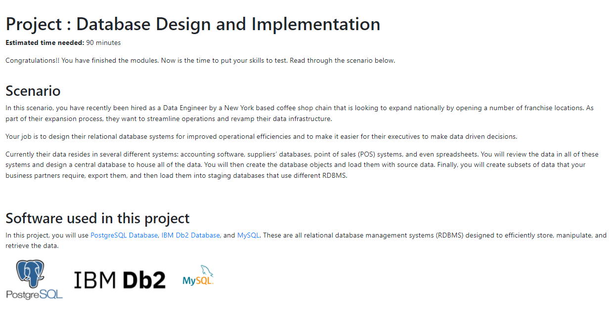 Solved Project : Database Design and Implementation | Chegg.com