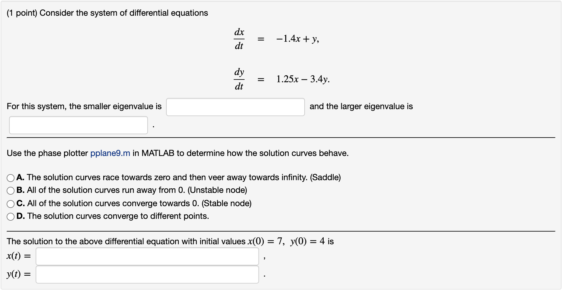 Solved 1 Point Consider The System Of Differential