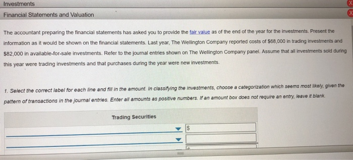 Solved Investments Financial Statements and Valuation The | Chegg.com Solved Investments Financial Statements and Valuation The | Chegg.com
