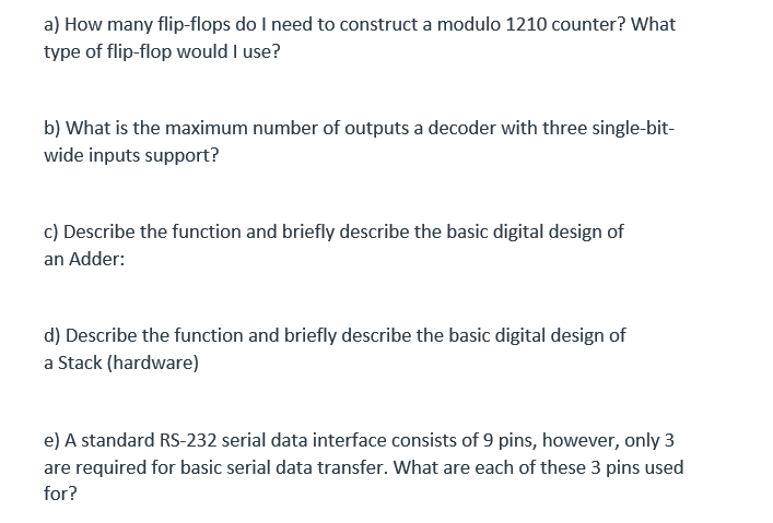 Solved a) How many flip-flops do I need to construct a | Chegg.com