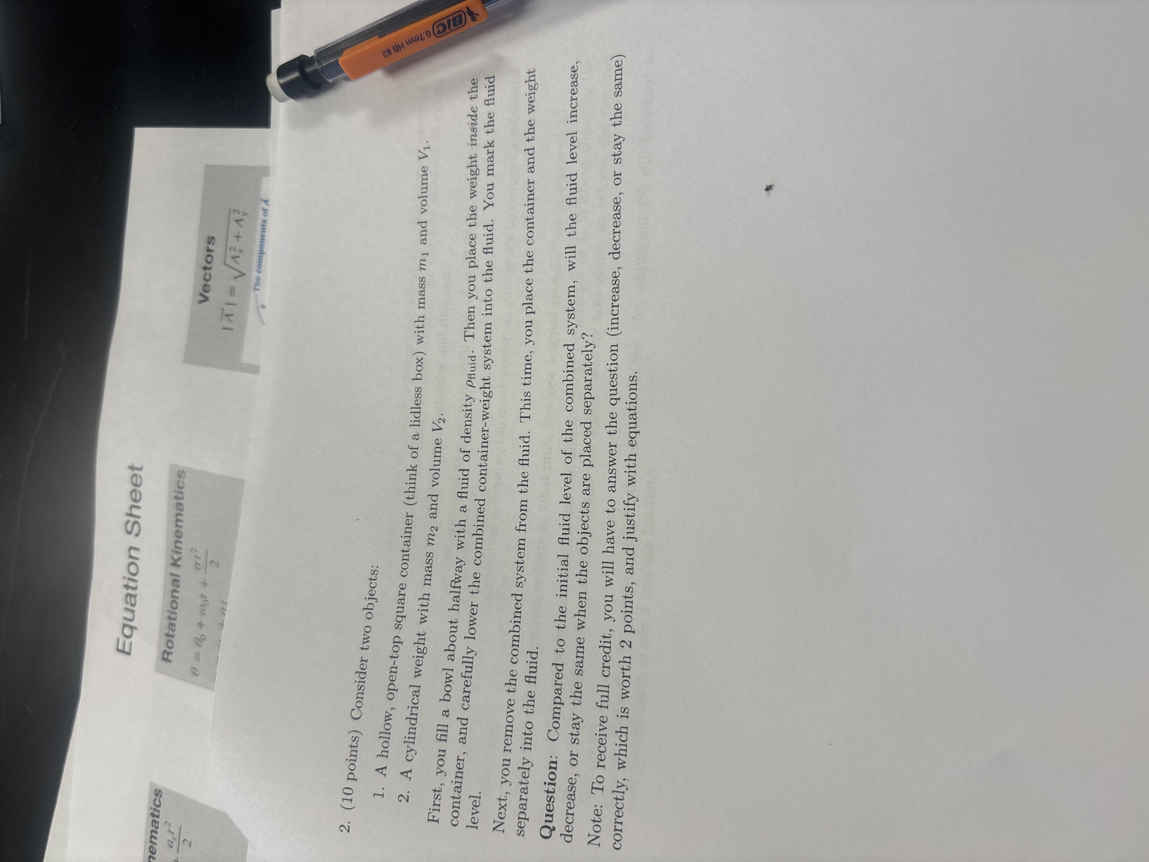 Solved 2. (10 ﻿points) ﻿Consider two objects:1. ﻿A hollow, | Chegg.com