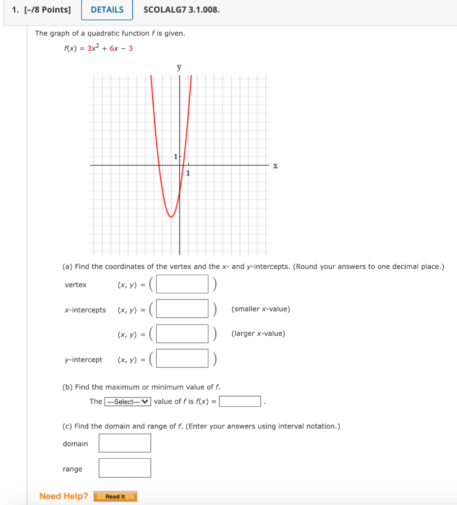 Solved 1. [-/8 Points] DETAILS SCOLALG7 3.1.008. The graph | Chegg.com