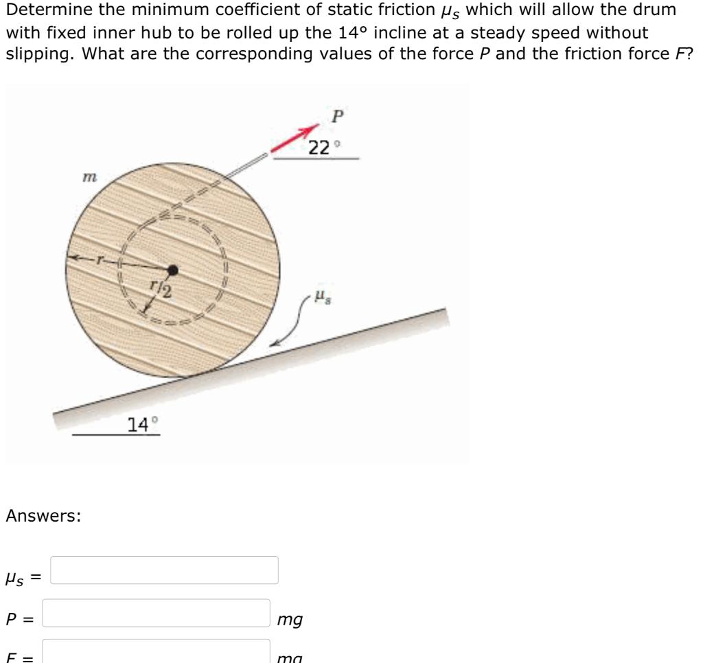Solved Determine the minimum coefficient of static friction | Chegg.com