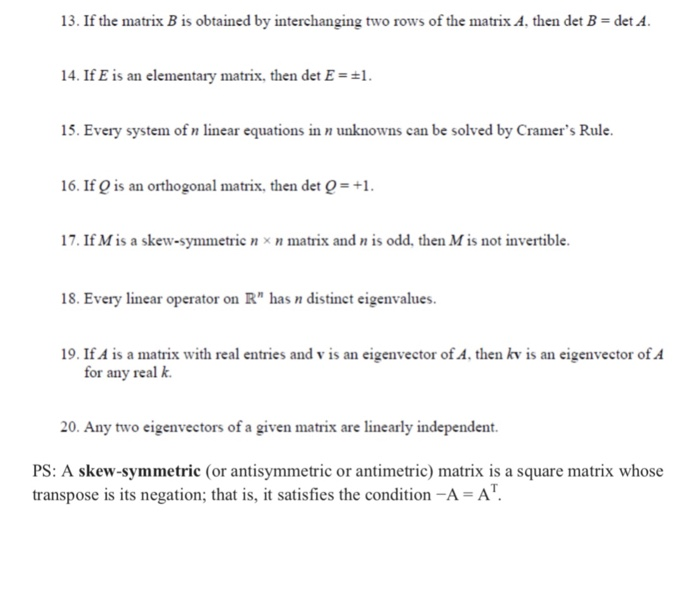 Solved 13. If the matrix B is obtained by interchanging two | Chegg.com