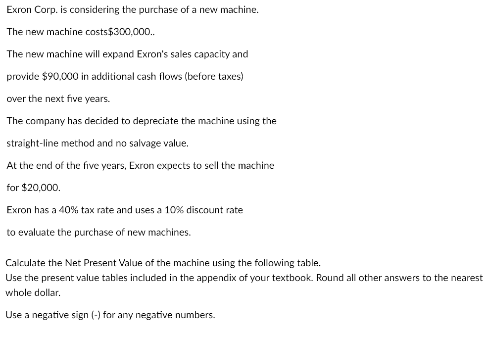 Solved Exron Corp. is considering the purchase of a new | Chegg.com