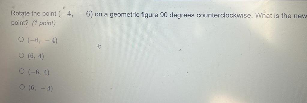 Solved Rotate the point (−4,−6) on a geometric figure 90 | Chegg.com