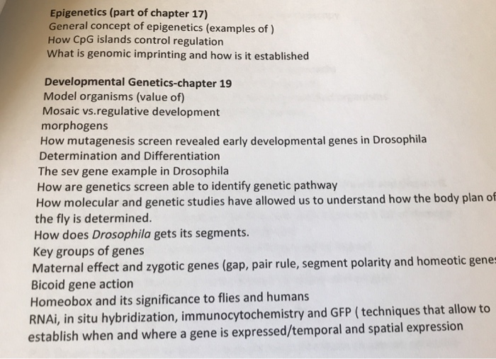 Solved Epigenetics (part of chapter 17) General concept of | Chegg.com