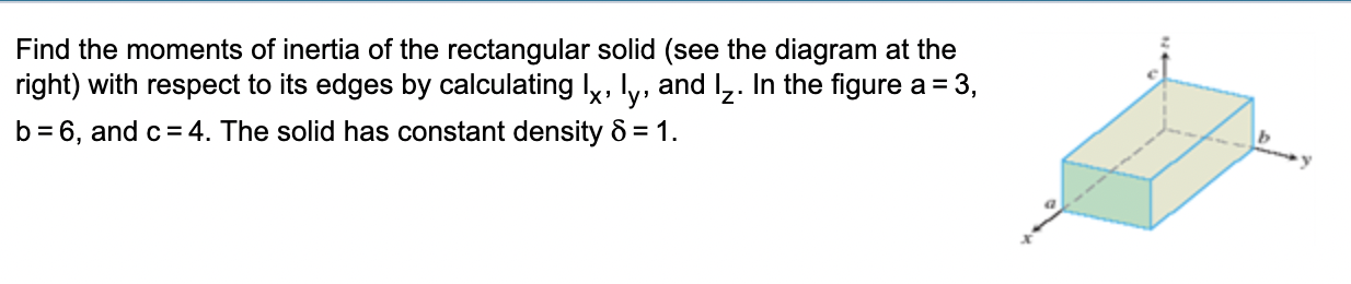 Solved Find the moments of inertia of the rectangular solid | Chegg.com