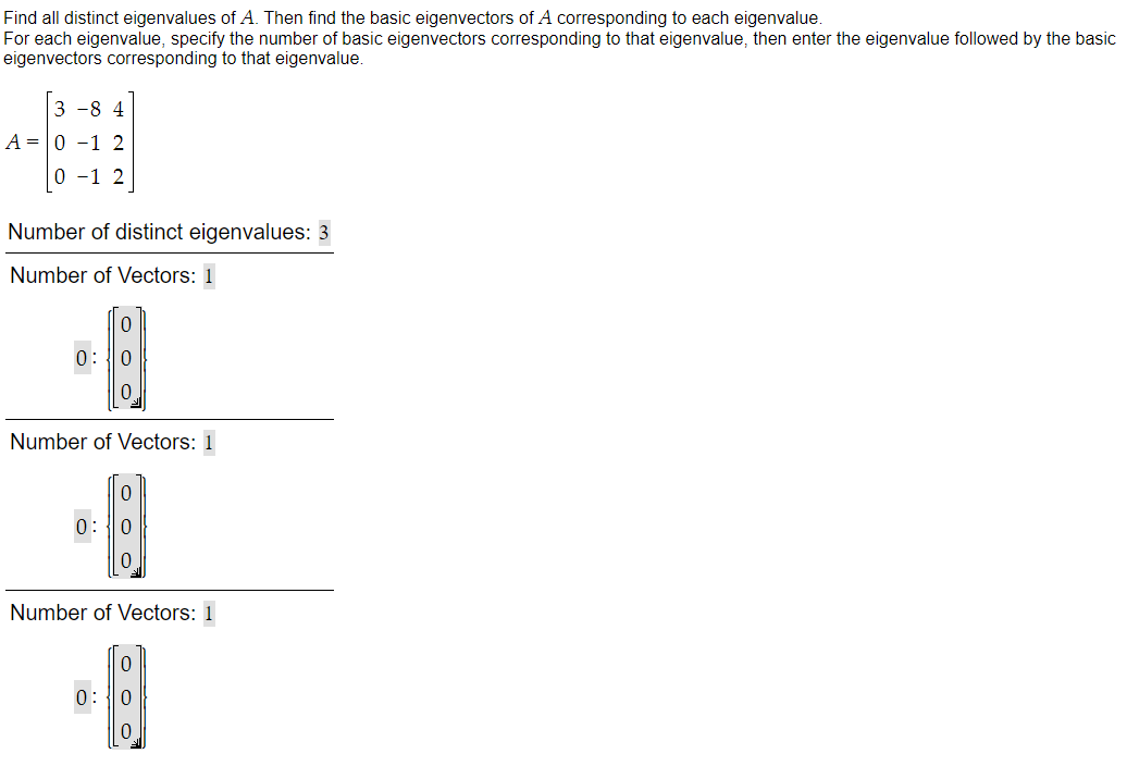 Solved Find all distinct eigenvalues of A. Then find the | Chegg.com