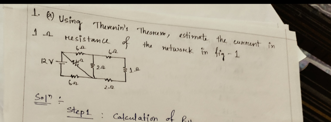 Solved Using Thevenin's Theorem, estimate the current in 1 | Chegg.com