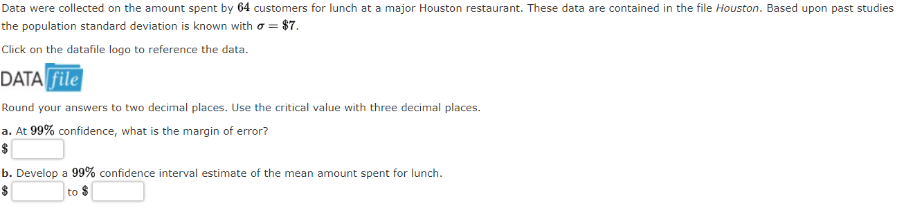 Solved Data were collected on the amount spent by 64 | Chegg.com